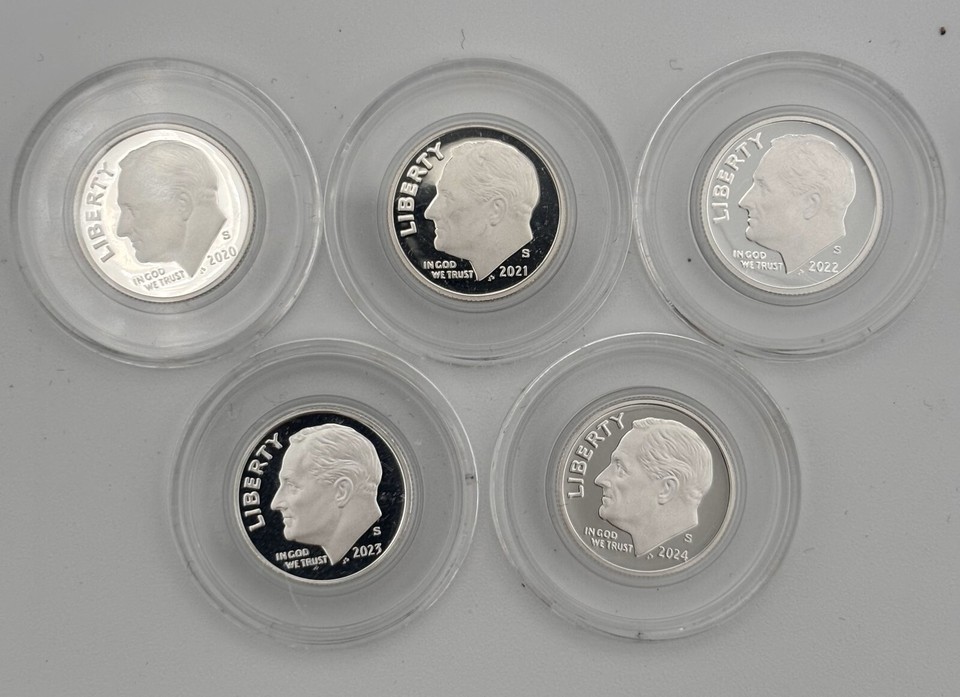 1992 - 2025 S 35 Roosevelt SILVER Gem Dime Proof Set w 2018 Reverse ...
