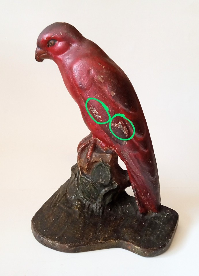 Antique Cast Iron Red Bird Bookends Pair, 1920s-'30s, Mold # 78, Orig ...