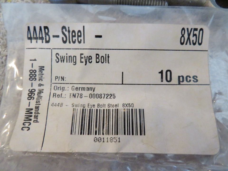 NEW M8 x 50MM SWING EYE BOLT STEEL 444B LOT OF 5 | eBay