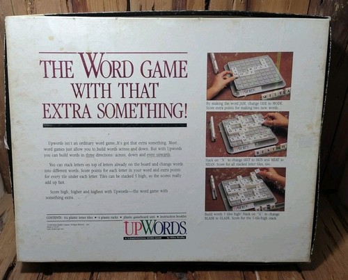 Vintage 1988 Upwords 3 Dimensional Word Family Game Milton Bradley ...