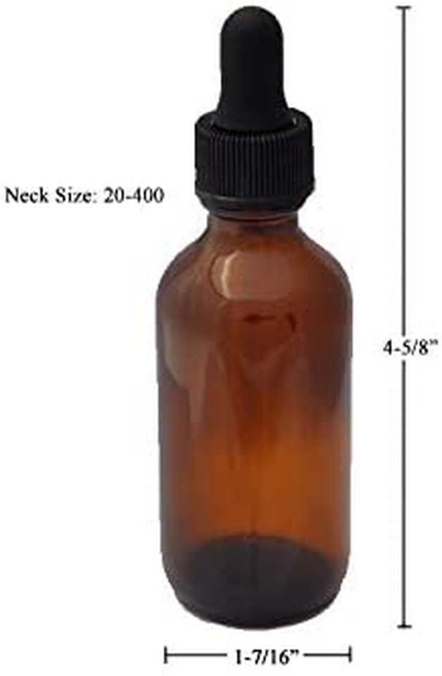 ® 2Oz Amber Glass Dropper Bottles (60Ml) with Tapered Glass Droppers ...