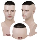 Mens Human Hair Thin Skin PU Toupee Hairpieces System Short Buzz Cut ...