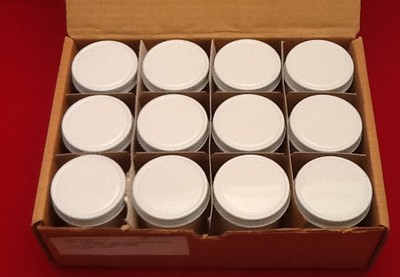NEW BOX OF 12 OLCOTT PLASTICS SPECIMEN JARS W/ Metal Screw Lid 4oz 58mm ...
