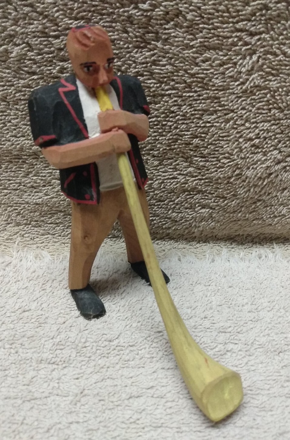 Vintage Hans Huggler-Wyss Hand Carved Wooden Figure ~ Man Playing the ...