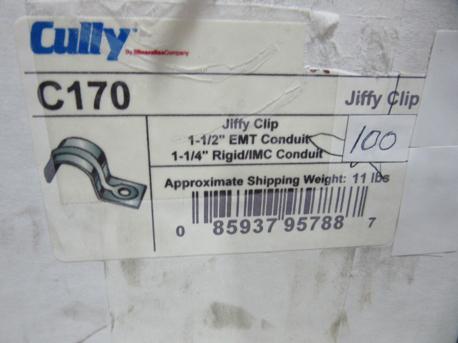 (100) Minerallac Cully C170 Jiffy Clips for 1-1/2" EMT or 1-1/4 Rigid ...