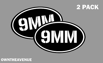 9mm oval 2 PACK - 5"x3" Vinyl Sticker Decals - Model: Blk/White | eBay