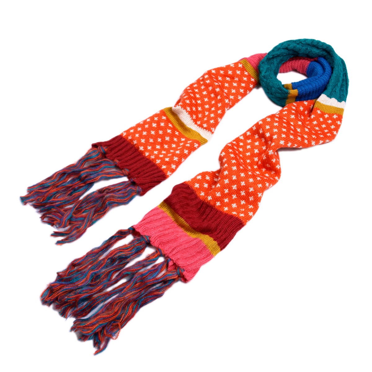 Premium Multi Color Fair Isle Knit Long Warm Winter Scarf - Diff Colors ...