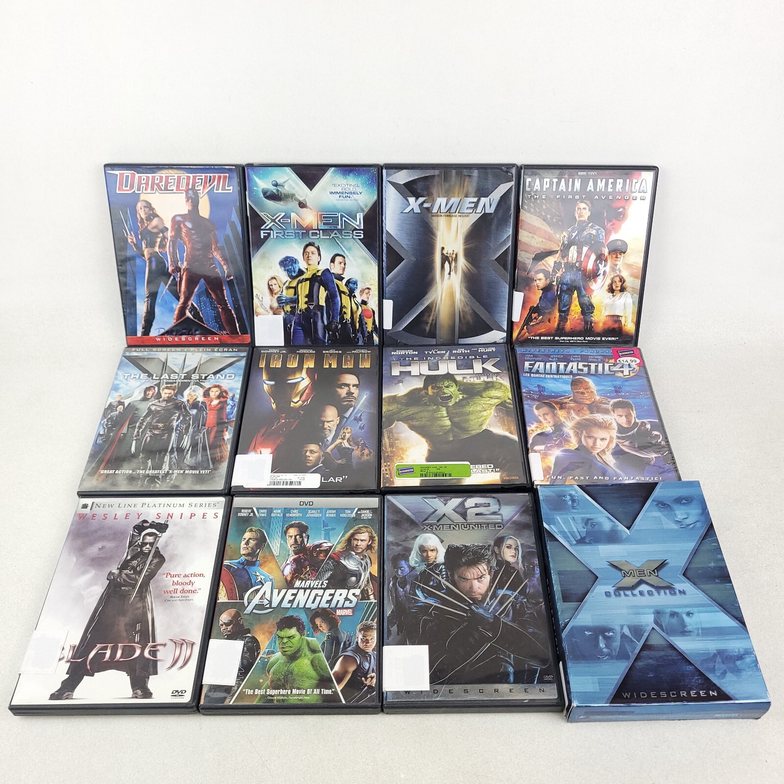 Lot of 12 MARVEL DVDs MCU / X-MEN, Avengers, Daredevil, Blade, Hulk ...