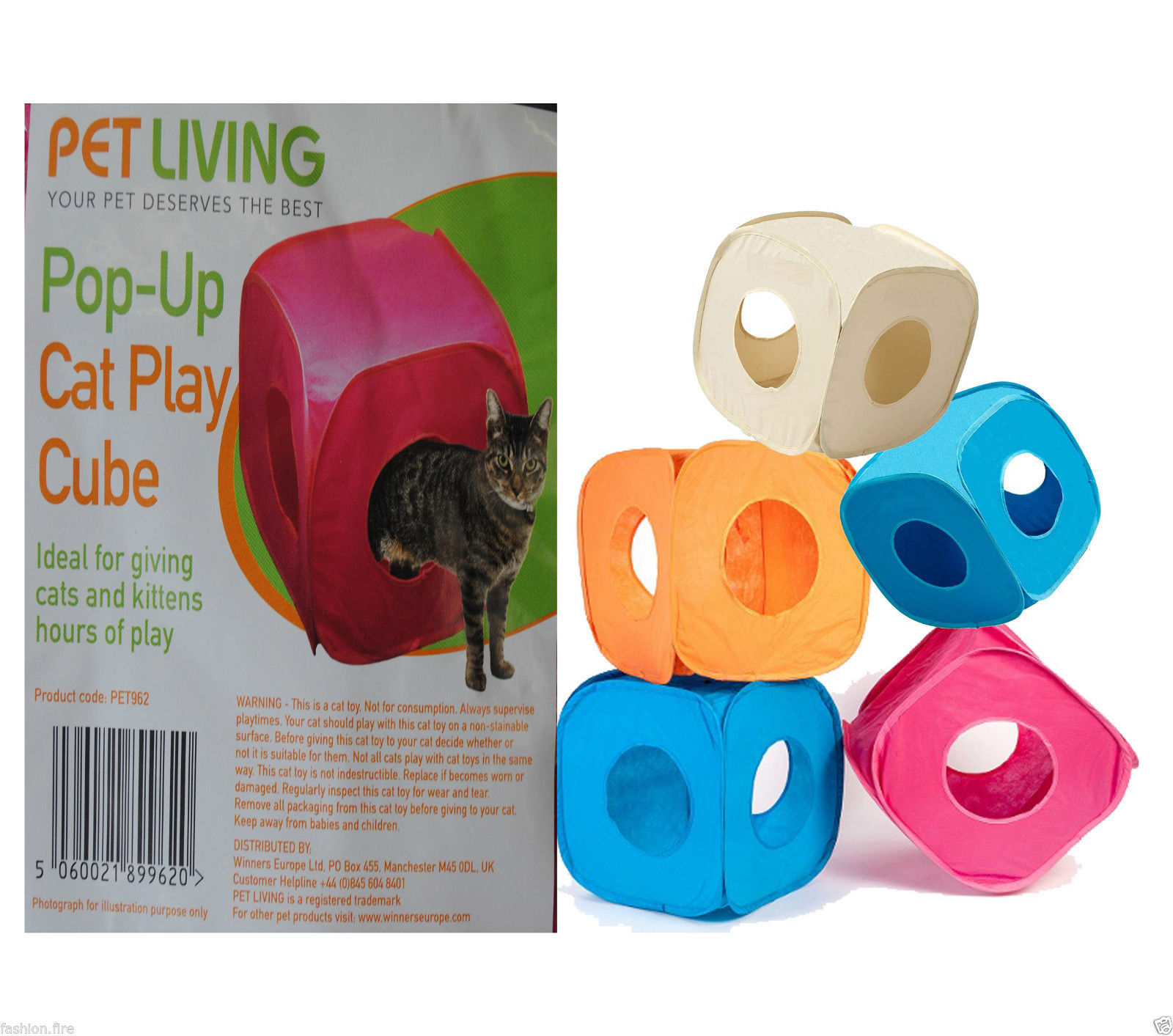 Pop Up Cat Kitten Play Cube Fun Strong Box For Cat Small Pets Folds ...