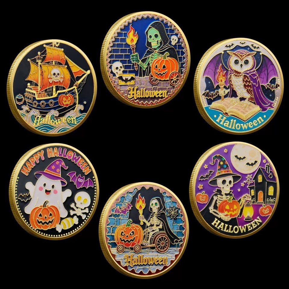 Halloween Spooky Themed Challenge Coin Set - Festive Commemorative ...