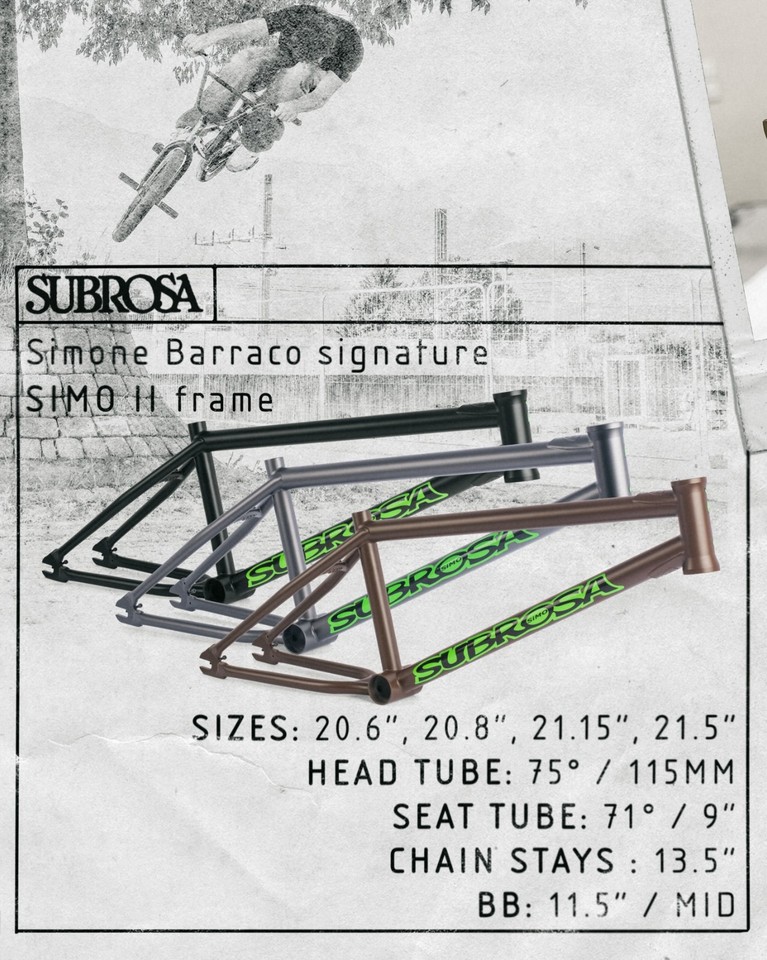 SUBROSA SIMO 2 BMX STREET FRAME 100% CHROMOLY AUTHORIZED DEALER SMOG ...