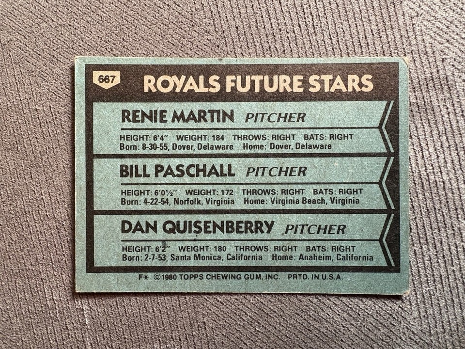 1980 Topps Future Stars #667 Bill Paschall, Renie Martin, Dan ...