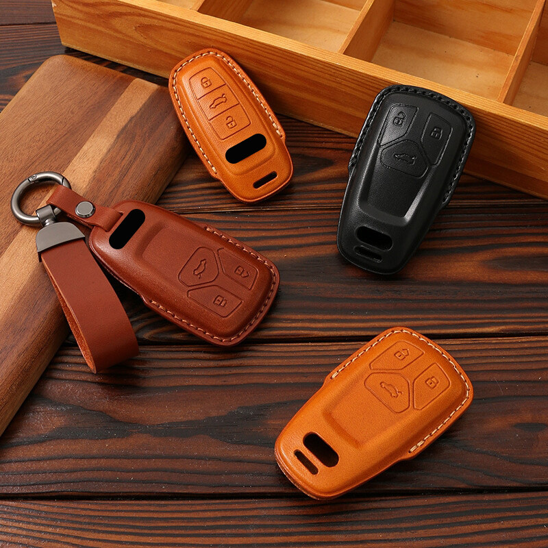 Genuine Leather Car Key Case Cover For Audi A3 A4 A6 A7 A8 A4L Q3 Q5 Q7 ...