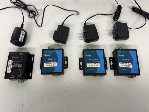 Revel R212-001 serial wired ethernet terminal servers lot of 4 - (1 ...