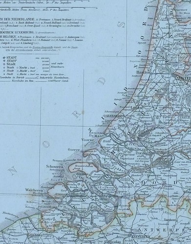 1875 MAP NETHERLANDS & BELGIUM ANTWERP HOLLAND AMSTERDAM BRABANT ...