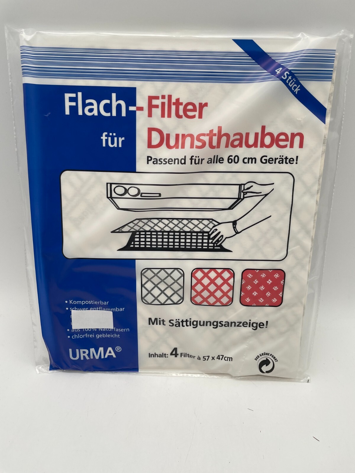URMA® Flach-Filter für Dunsthauben 4 Filter 57 x 47 cm 60cm Geräte Neu ...
