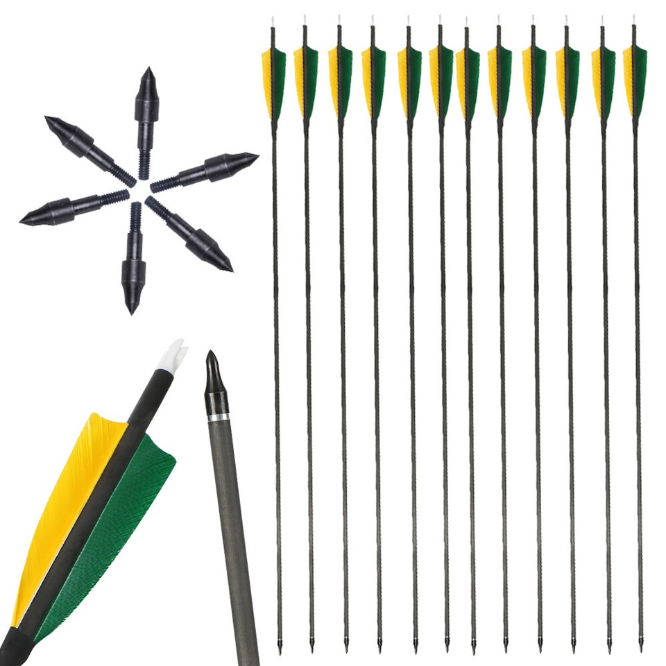 31" Carbon Arrows True Feather Archery Traditional Bow Recurve Bow ...