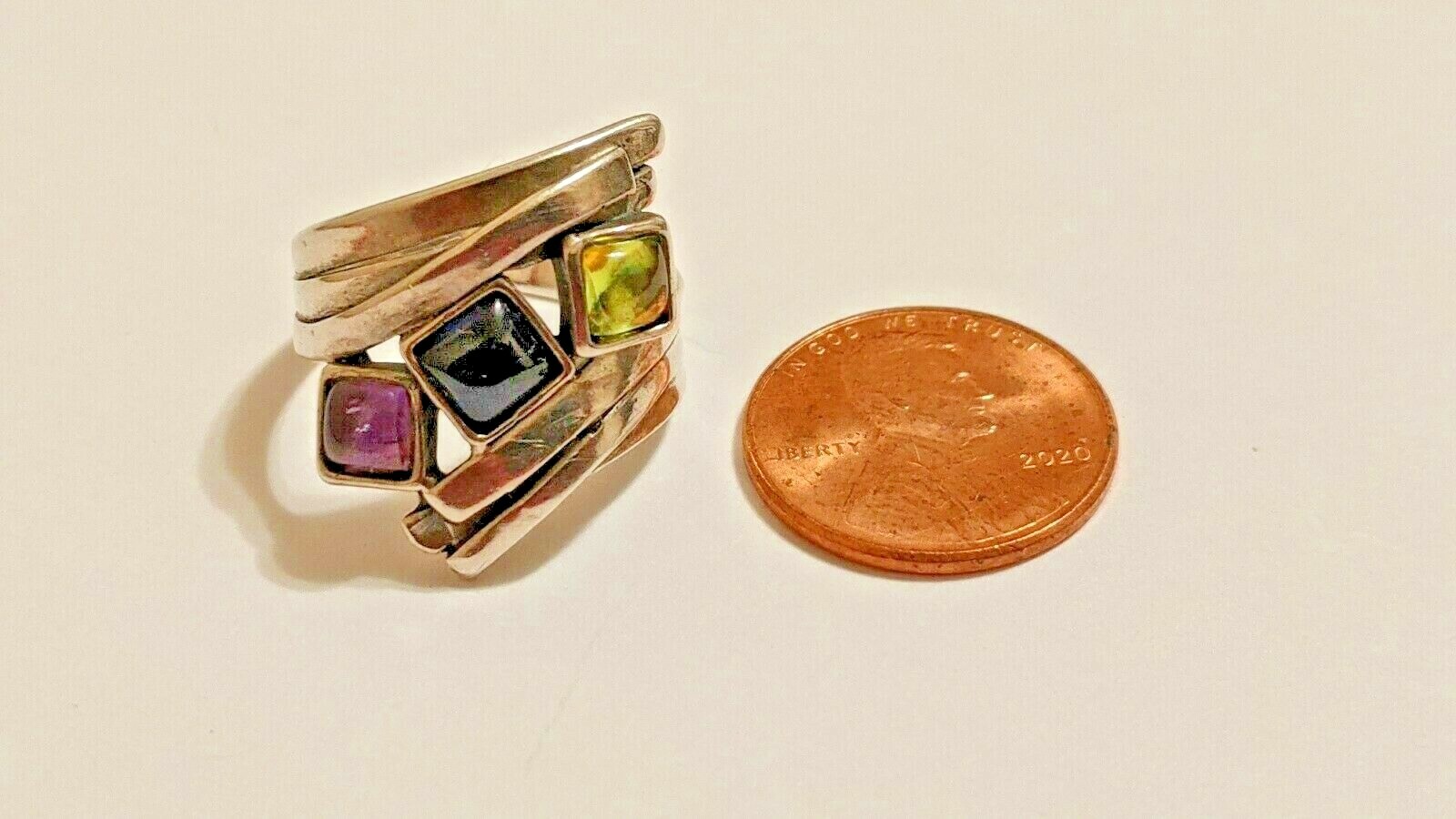 VINTAGE STERLING SILVER RING ABOUT SIZE 7 3/4 SIGNED HALLMARKED H .925 ...