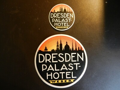 *LOT of (2) of the DRESDEN PALAST-HOTEL in WEBER* VINTAGE HOTEL/LUGGAGE ...