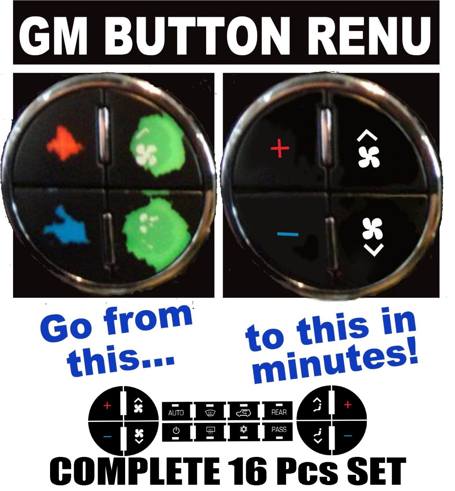 GM Button Restore Decals Sierra Silverado Envoy Tahoe Climate Control A ...
