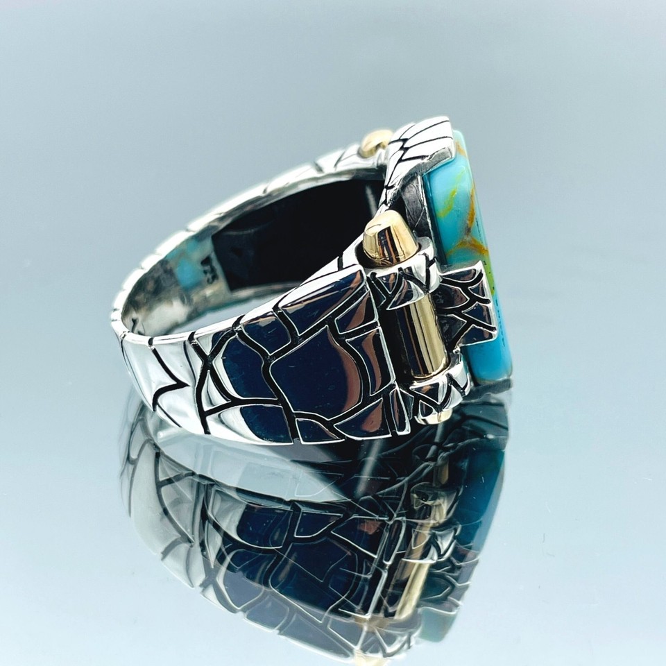 Men's Natural Turquoise Gemstone 925 Sterling Silver Ring Turkish ...