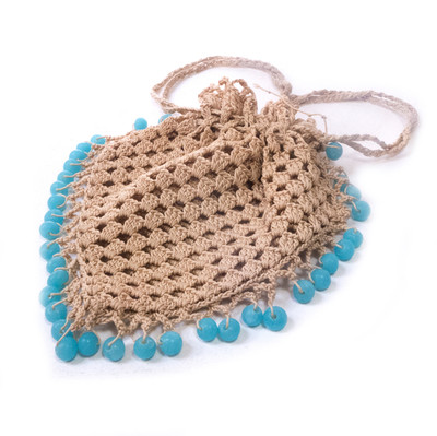 Victorian Women's Small Heart Shaped Crocheted Straw Style Hand Bag ...