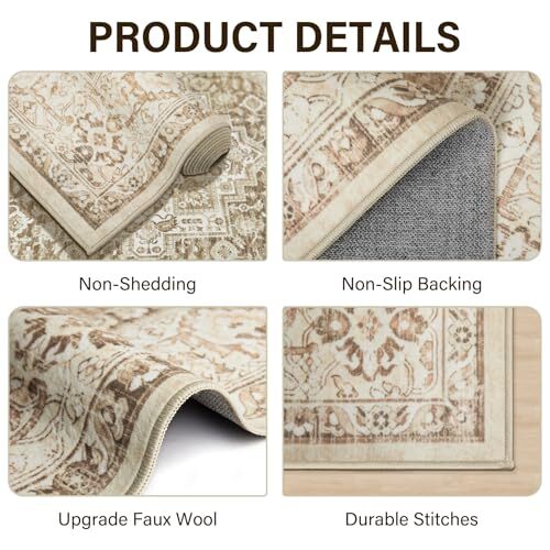 Area Rug Living Room Carpets: 6x9 Large Machine Washable Rug Boho 6'x9 ...