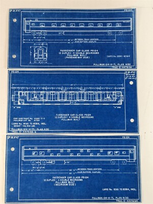 Pennsylvania PRR Pullman Sleeper Passenger Car Class PS124 Diagrams ...
