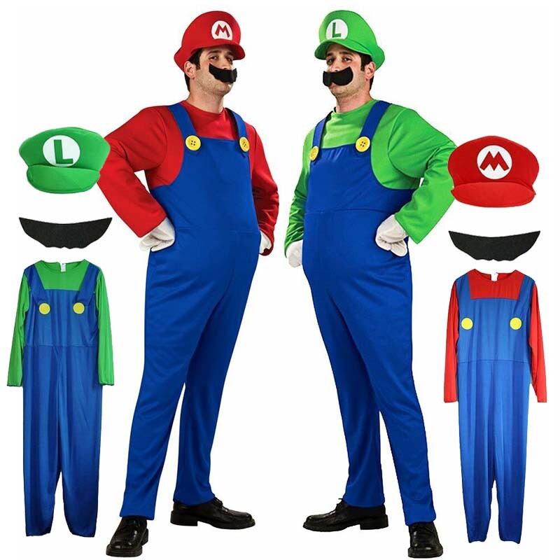 Men Adult Super Plumber Bros Halloween Costume Fancy Dress | eBay