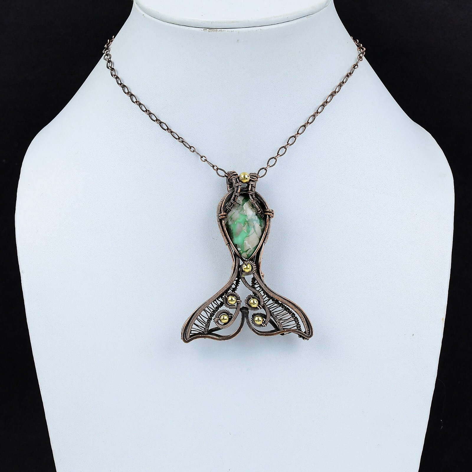 Variscite Copper Gift For Bestie Wire Wrapped Fish Pendant 2.95" | eBay