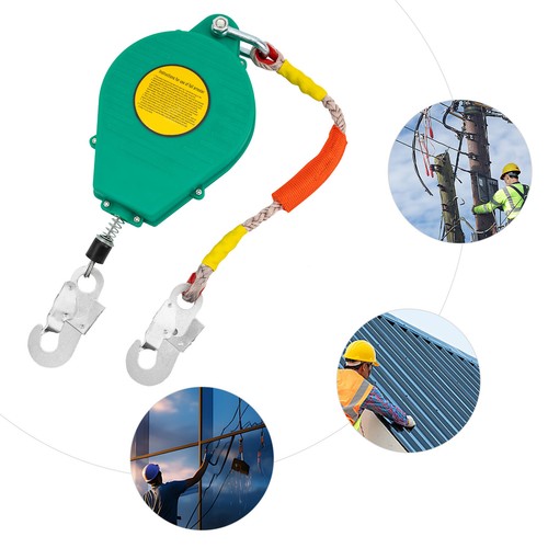 15M Self-Retracting Fall Arrester Lanyard with Dual Locking Hook, Green ...