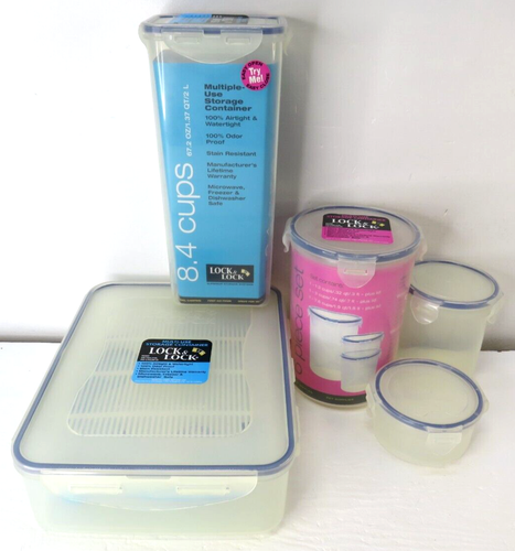 Set Of 4 Lock & Lock Plastic Sealable Containers Varying Sizes NWT | eBay