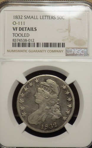 1832 Capped Bust Small Letters Half Dollar NGC graded VF Detail tooled ...