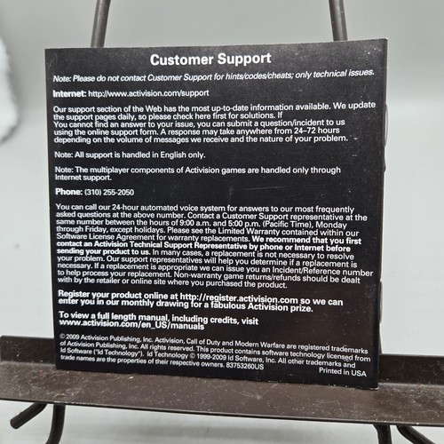 Call Of DUTY MODERN WARFARE MOB DS Authentic Manual Instruction Booklet ...