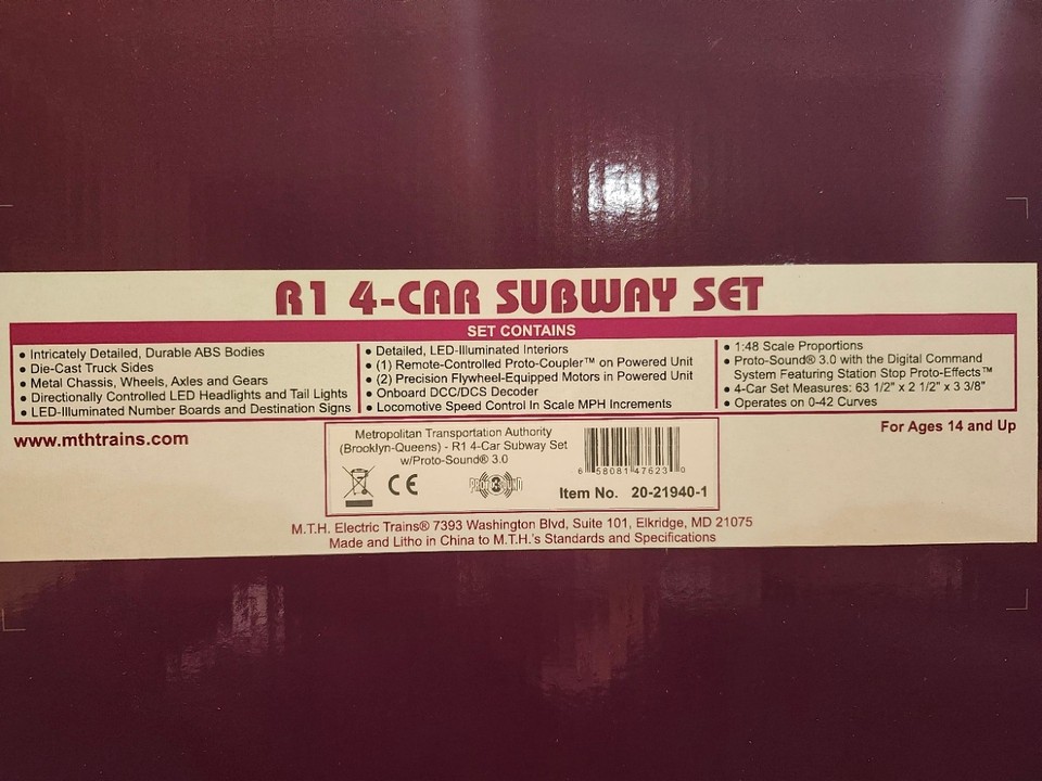 NYC Subway 4 Car Set - MTH Premier O Scale - NEW | eBay