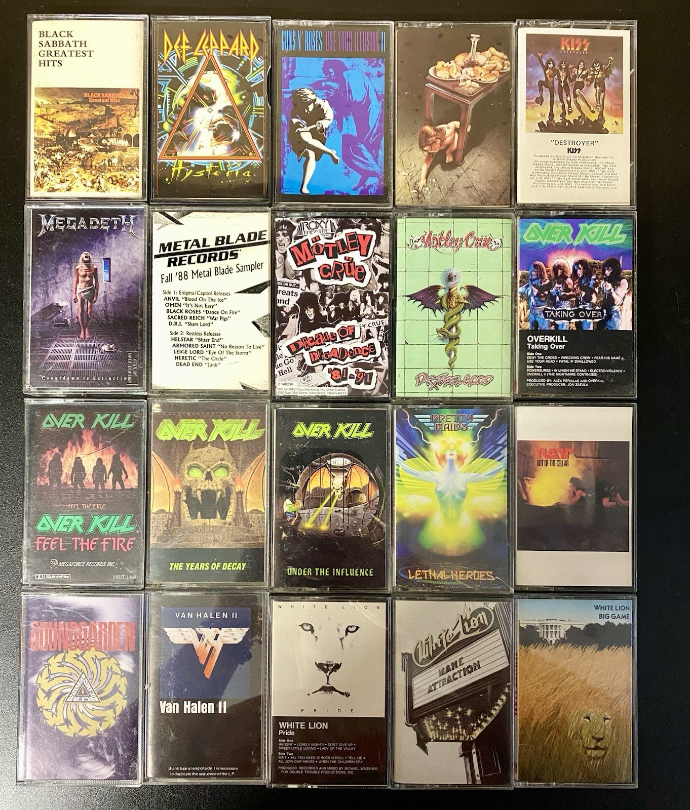Lot Of 20 Metal Hard Rock Cassette Tapes OVERKILL MEGADETH KINGS X ...