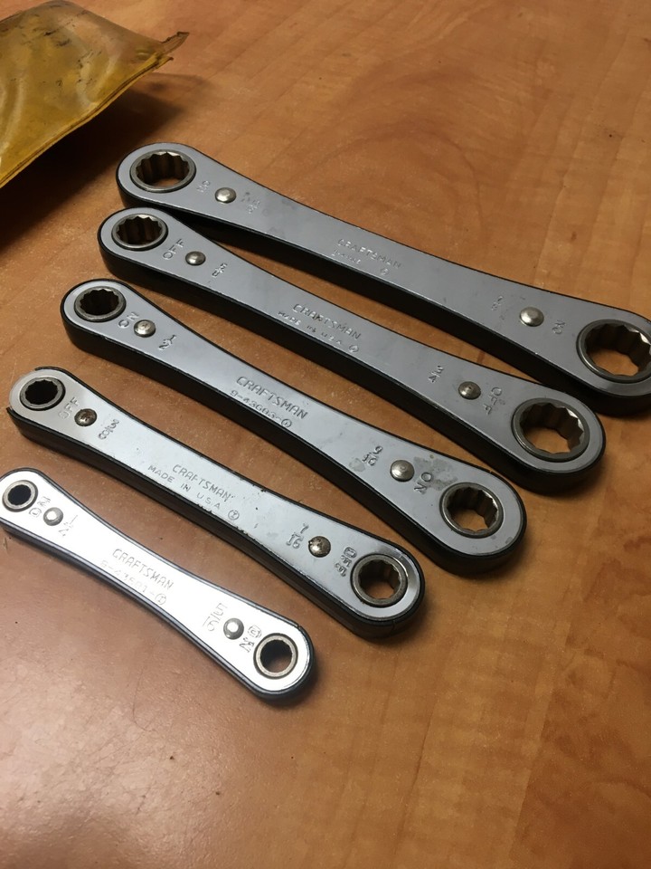 Vintage Craftsman Ratcheting Double End Box Wrenches SAE 9-4368 Set of ...
