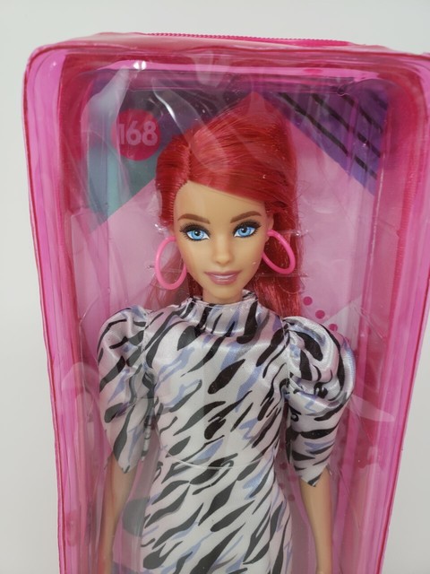 Barbie Fashionistas Dolls #168 Red Hair Black Lavender White Dress ...