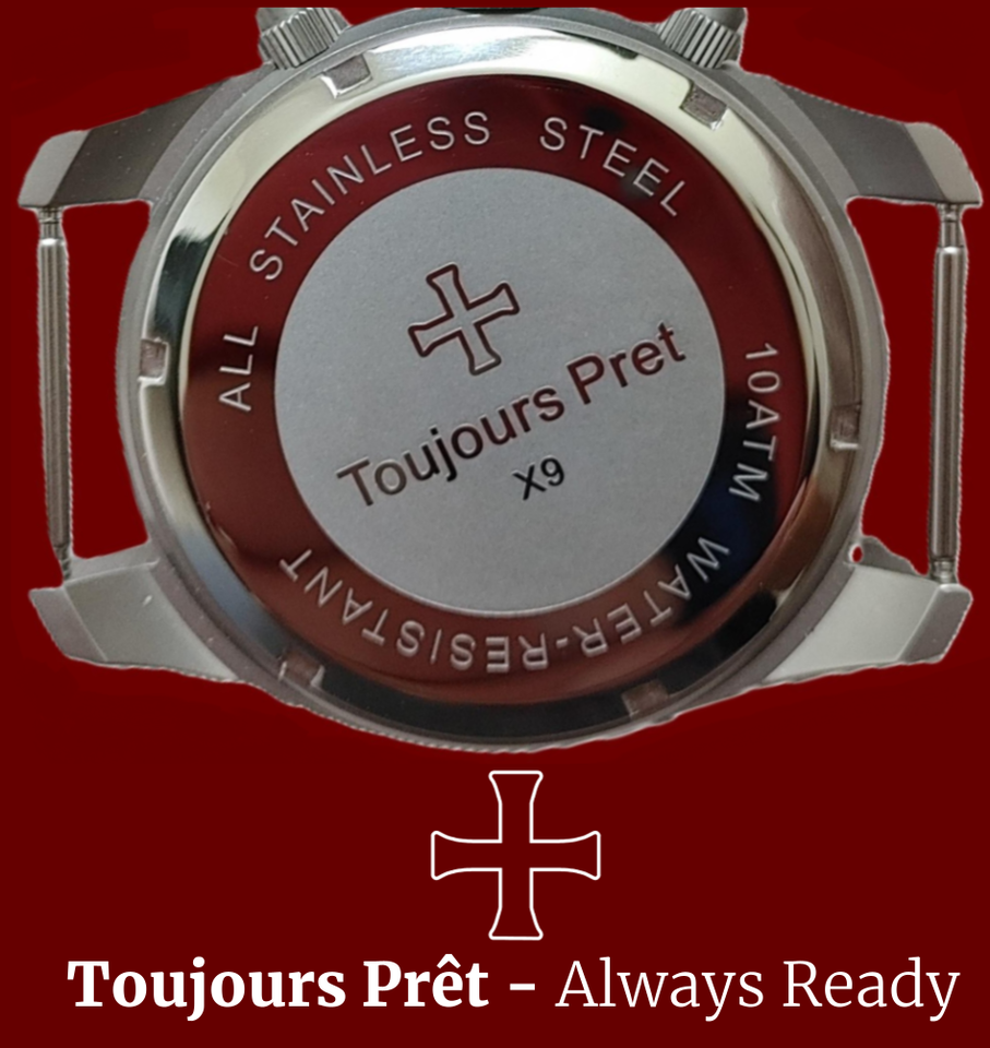 Toujours Pret GMT military field watch. Blasted stainless steel - Blue ...