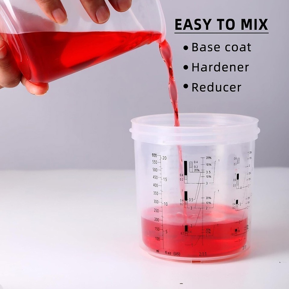 50Pack PPS CUPS Disposable Paint Spray Gun Cup Liners and Lid System ...