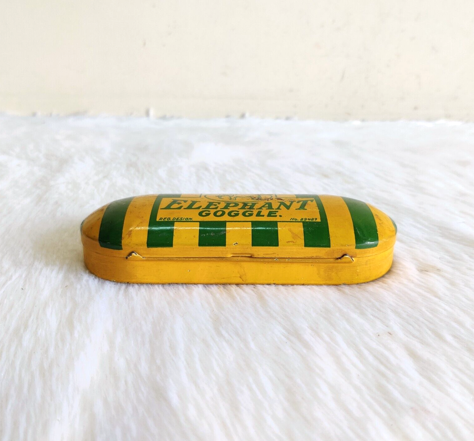 1930s Vintage Elephant Goggles Advertising Tin Safety Case Optical Rare ...