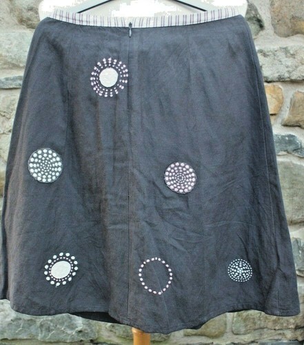 Beautiful Joules A Line skirt - Linen mix - brown flower pattern | eBay UK