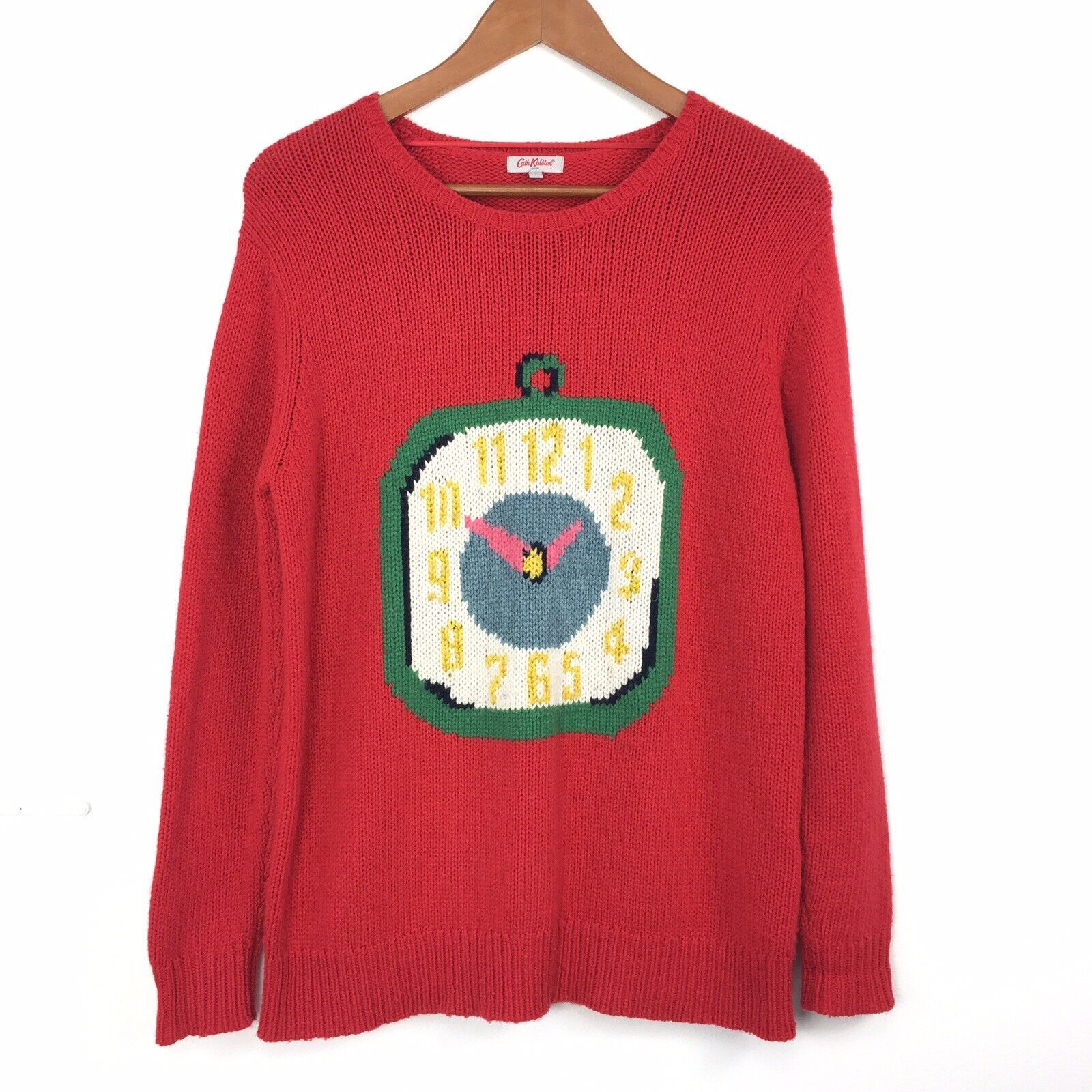 Cath Kidston Jumper S 8-10 Red Graphic Clock Stopwatc… - Gem