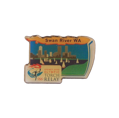 SYDNEY 2000 OLYMPIC GAMES TORCH RELAY SWAN RIVER WA SOUVENIR LAPEL PIN ...