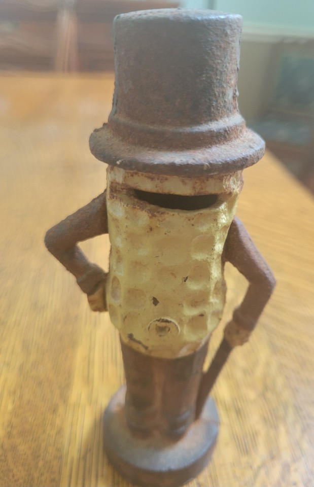 Vintage Planters Mr. Peanut Cast Iron Bank Collectible Mascot Figurine ...