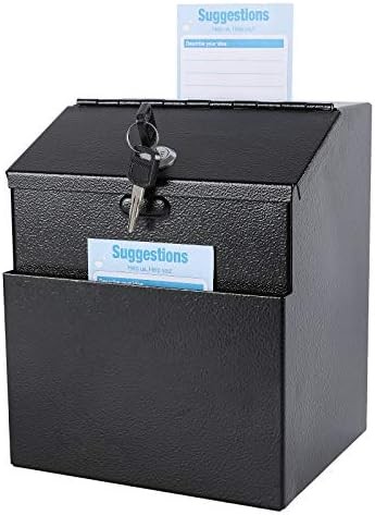 8.7"x 5.9"x7.1", Blue, Metal Suggestion Collection Box with Key Lock ...