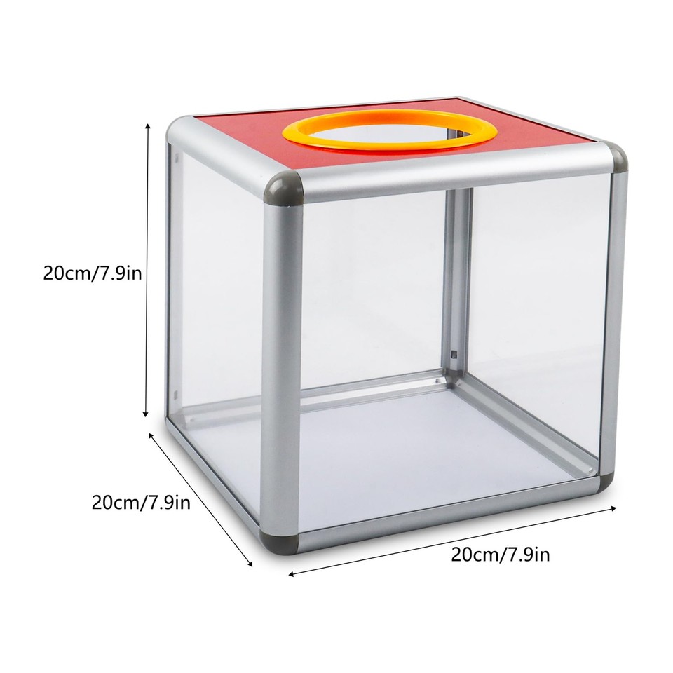 Acrylic Lottery Donation Ballot Box, 20cm Clear Raffle Ball Game Box ...