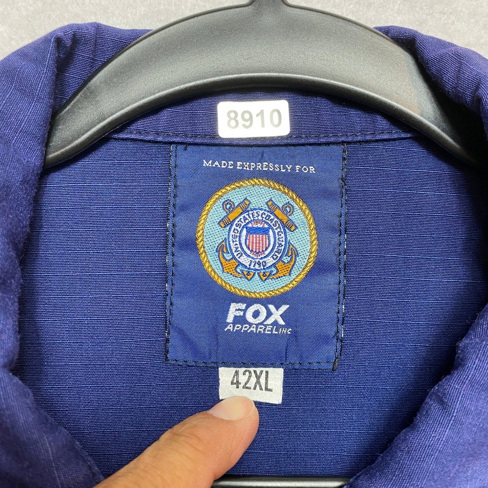 Fox Apparel US Coast Guard Jacket Mens L Navy Blue Combat Shirt Ripstop ...