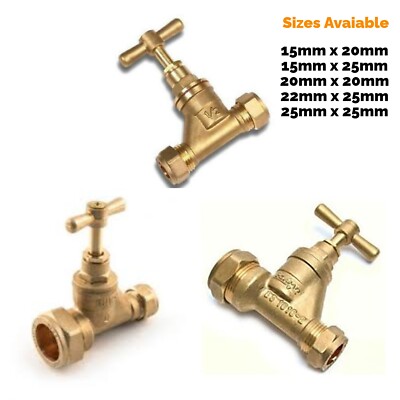 Compression Poly Copper Tube Brass Stop Tap Isolating Valve Mains Water ...