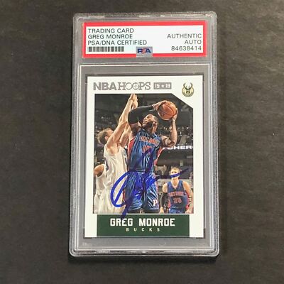 2015-16 NBA Hoops #111 Greg Monroe Signed Card AUTO PSA/DNA Slabbed ...